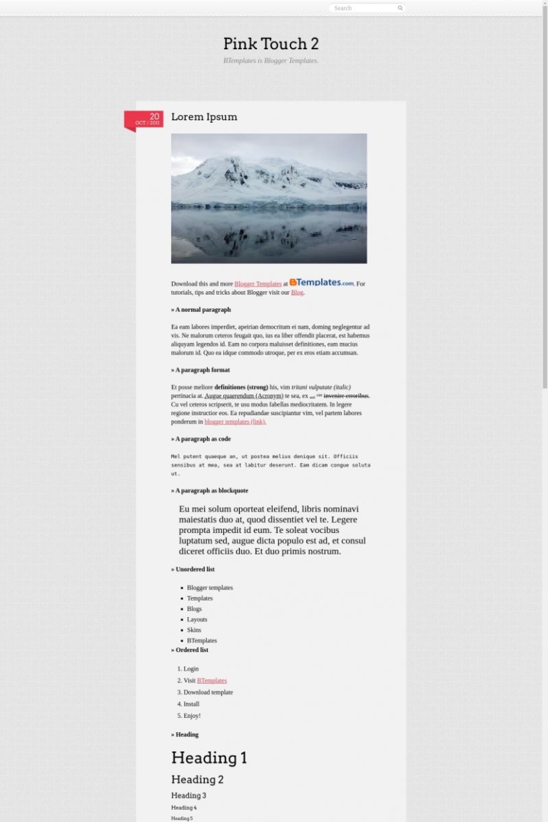 Pink Touch 2 Blogger Template - BTemplates