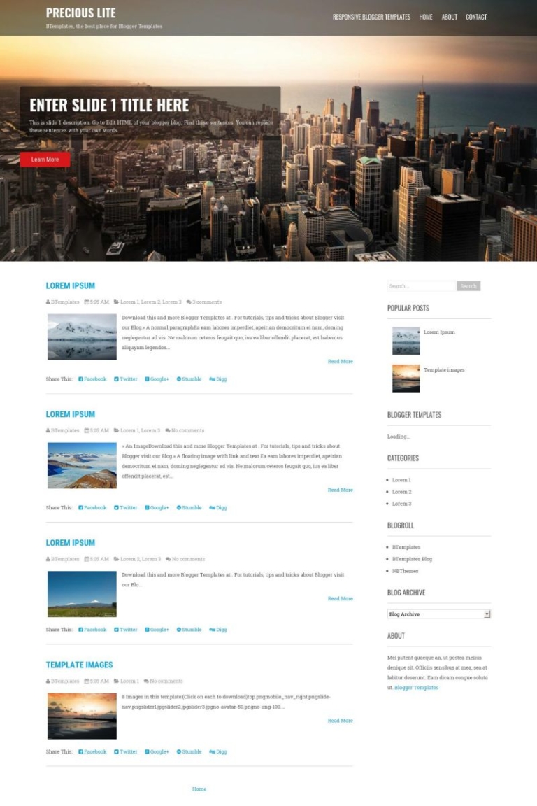 Precious Lite Blogger Template - BTemplates