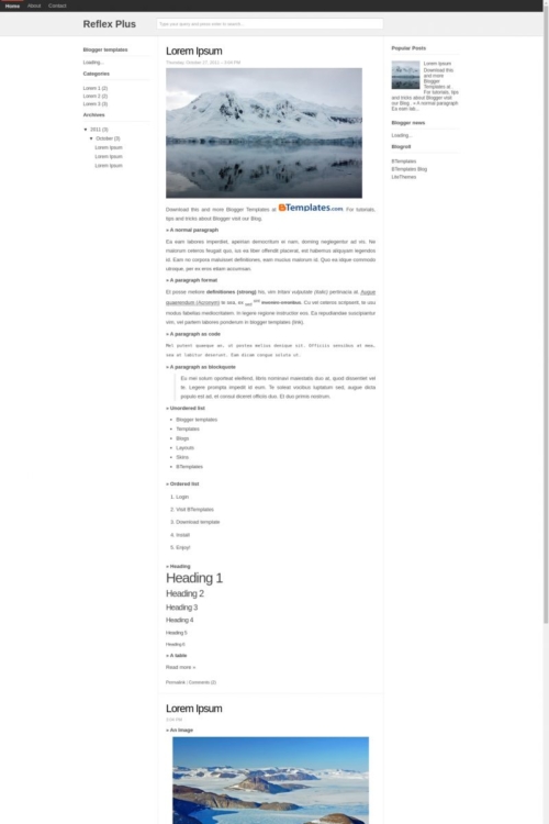 Reflex Plus Blogger Template - BTemplates