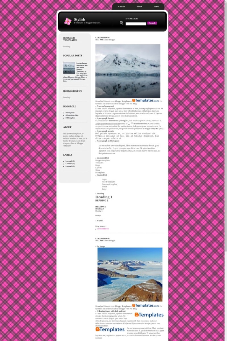 Stylish Blogger template - BTemplates