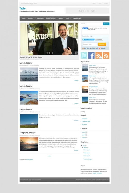 Table Blogger Template - BTemplates