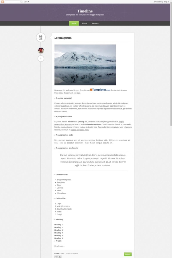 Timeline Blogger Template - BTemplates