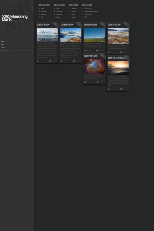 X10 Masonry Dark Blogger Template - BTemplates