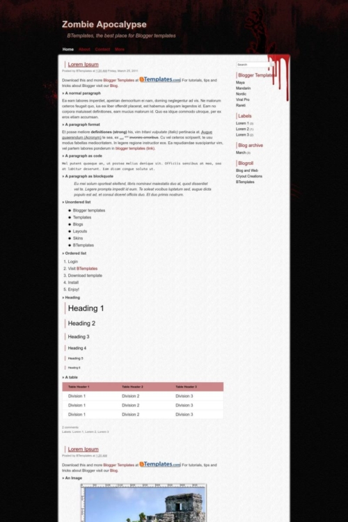 Zombie Apocalypse Blogger Template - BTemplates