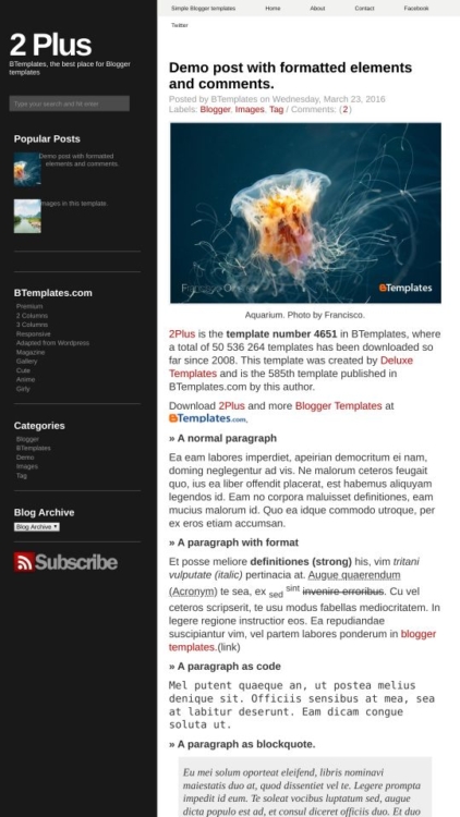 2 Plus Blogger Template - BTemplates