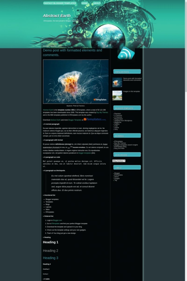 Abstract Earth Blogger template - BTemplates