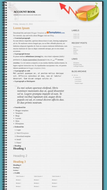Account Book Blogger Template - BTemplates