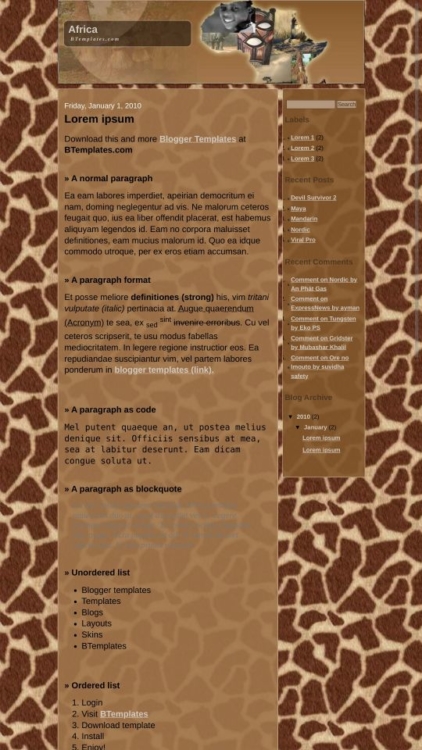 Africa Blogger template - BTemplates