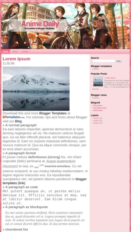 Anime Daily Blogger Template - BTemplates
