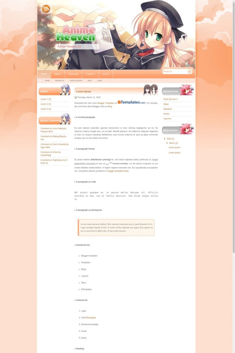 Anime Heaven v2 Blogger Template - BTemplates