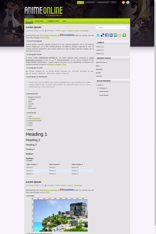 Anime Online Blogger template - BTemplates