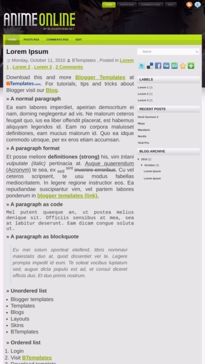 Anime Online Blogger template - BTemplates