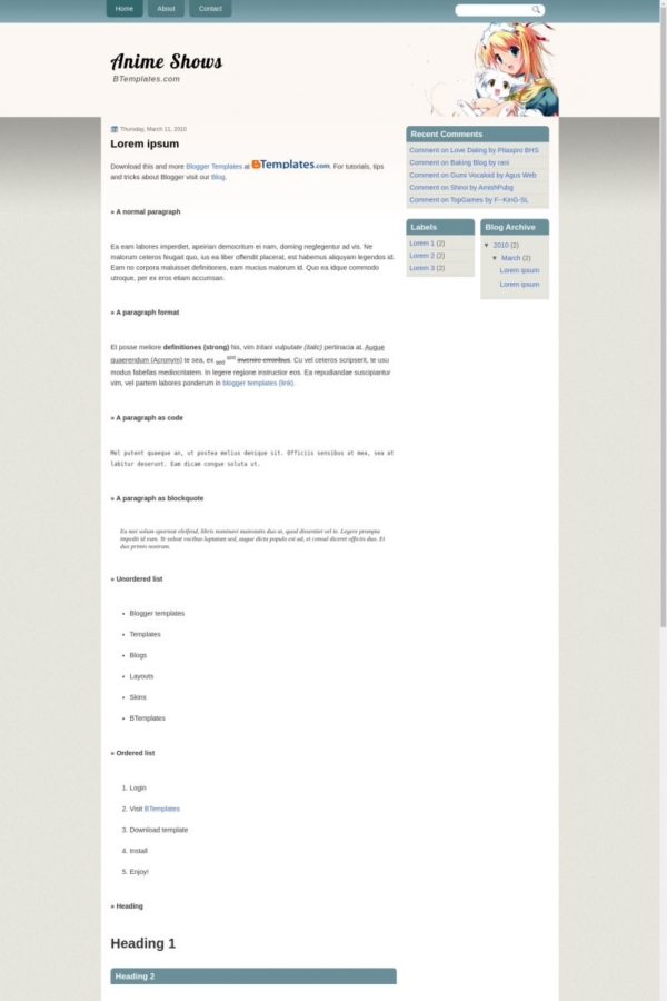 Anime Shows Blogger Template - BTemplates