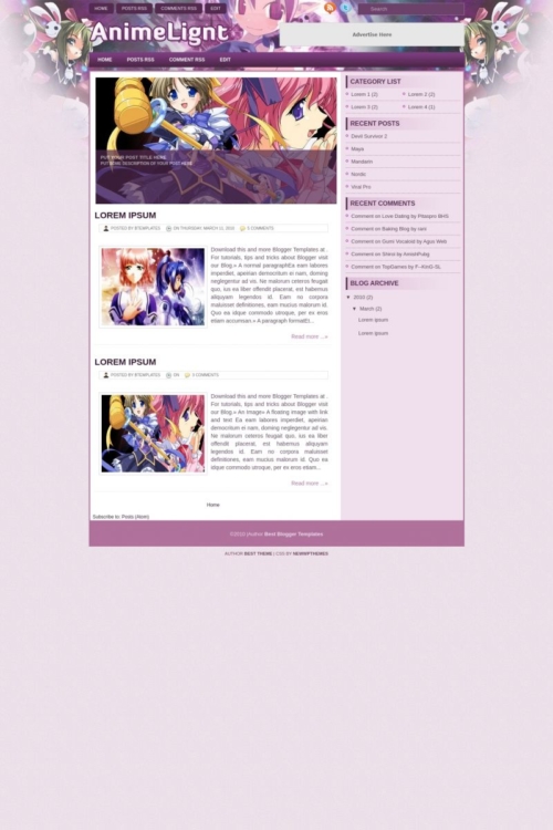 AnimeLight Blogger Template - BTemplates