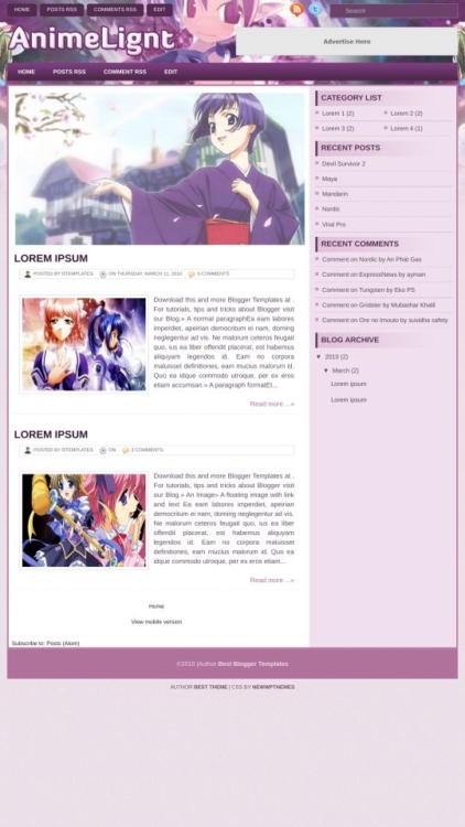 AnimeLight Blogger Template - BTemplates