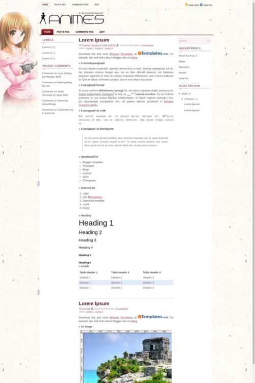 Animes Blogger Template - BTemplates