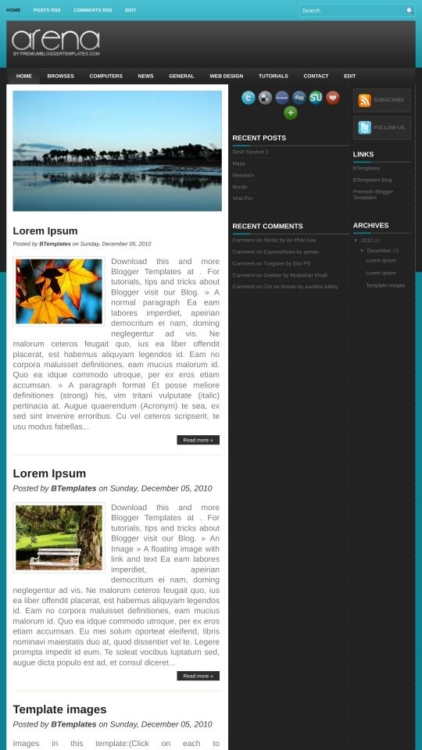 Arena Blogger Template - BTemplates