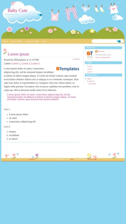 Baby Cute Blogger Template - BTemplates