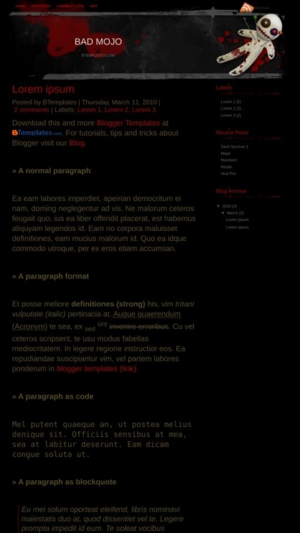 Bad Mojo Blogger Template - BTemplates