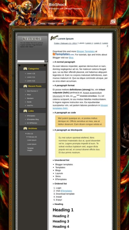 BioShock Blogger Template - BTemplates