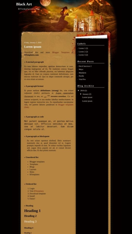 Black Art Blogger Template - BTemplates