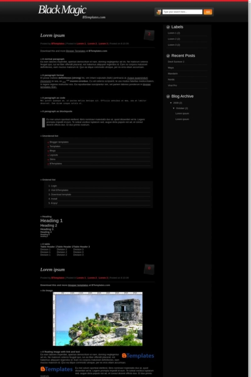 Black Magic Blogger template - BTemplates
