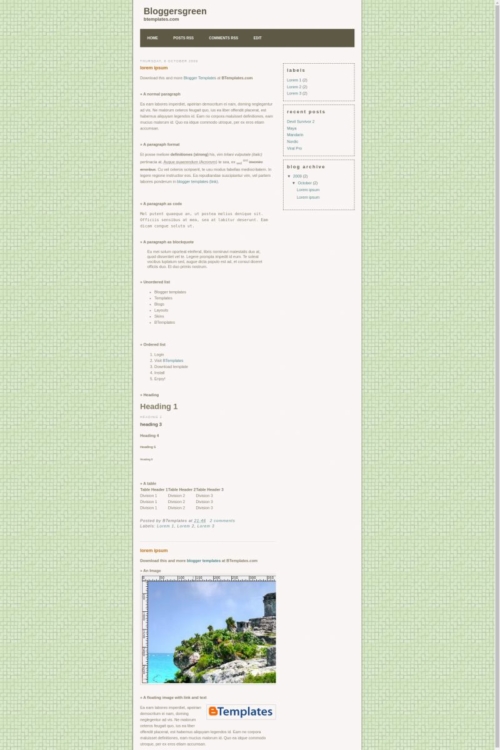 Bloggersgreen Blogger template - BTemplates