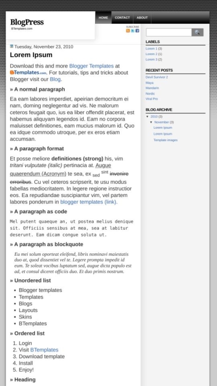 BlogPress Blogger Template - BTemplates