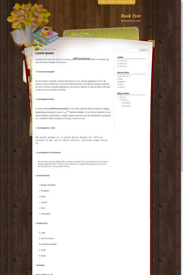 Book Tree Blogger template - BTemplates