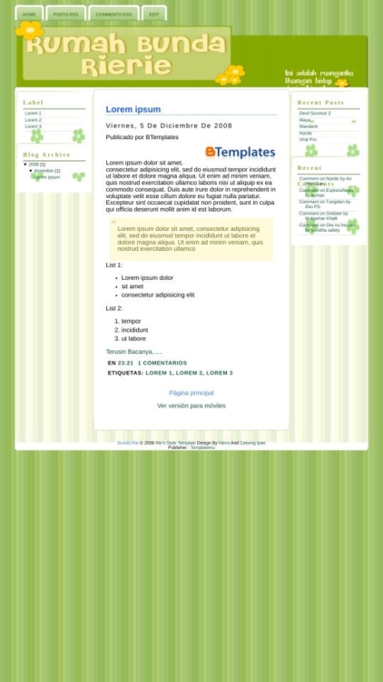 Bunda Rie Blogger Template - BTemplates