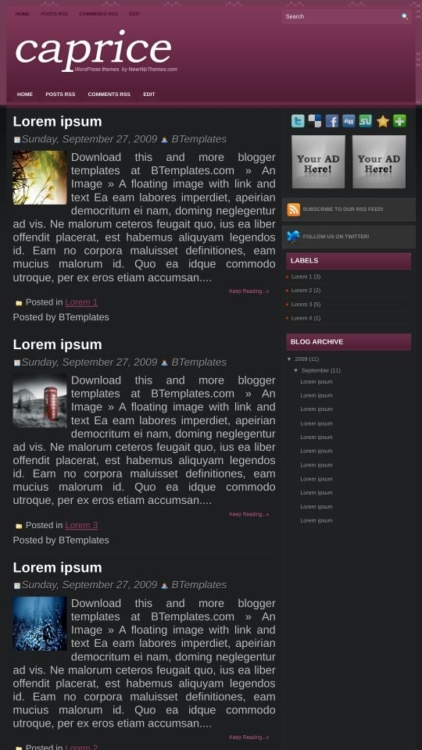 Caprice Blogger template - BTemplates