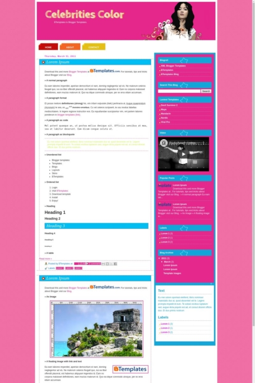 Celebrities Color Blogger Template - BTemplates