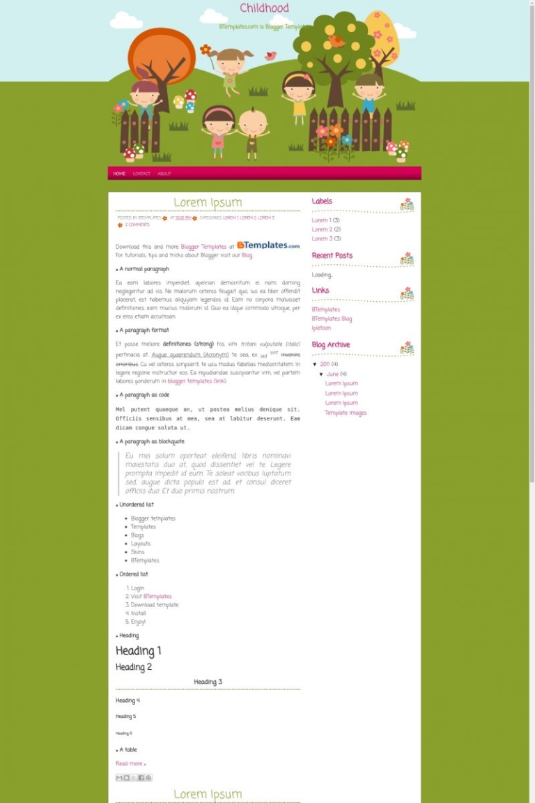 Childhood Blogger template - BTemplates
