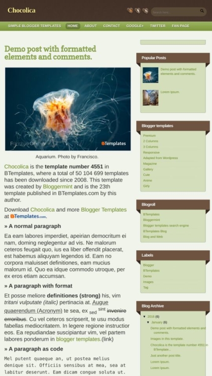 Chocolica Blogger Template - BTemplates