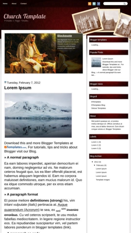 Church Template Blogger Template - BTemplates