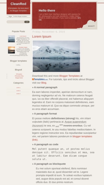 CleanRed Blogger Template - BTemplates