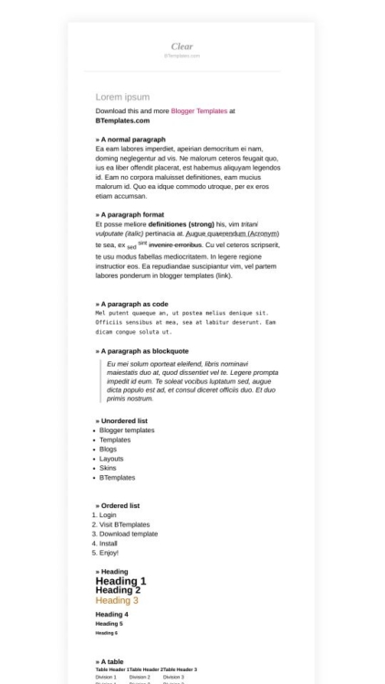 Clear Blogger Template - BTemplates