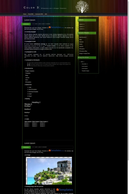 Color 3 Blogger Template - BTemplates