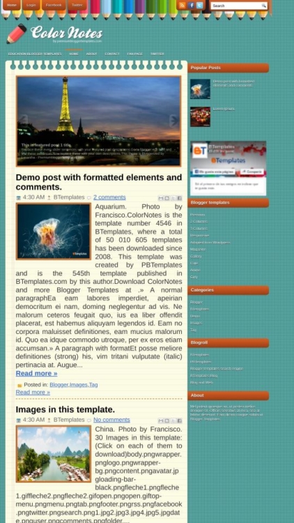 ColorNotes Blogger template - BTemplates