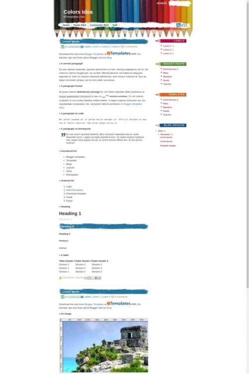 Colors Idea Blogger Template - BTemplates