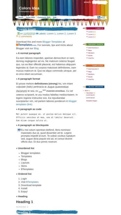 Colors Idea Blogger Template - BTemplates