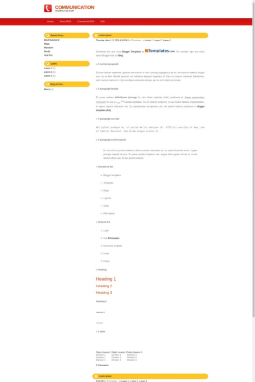 Communication Blogger template - BTemplates