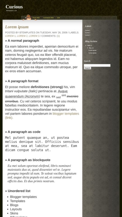 Curious Blogger Template - BTemplates