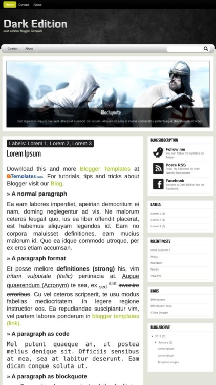 Dark Edition Blogger Template - BTemplates