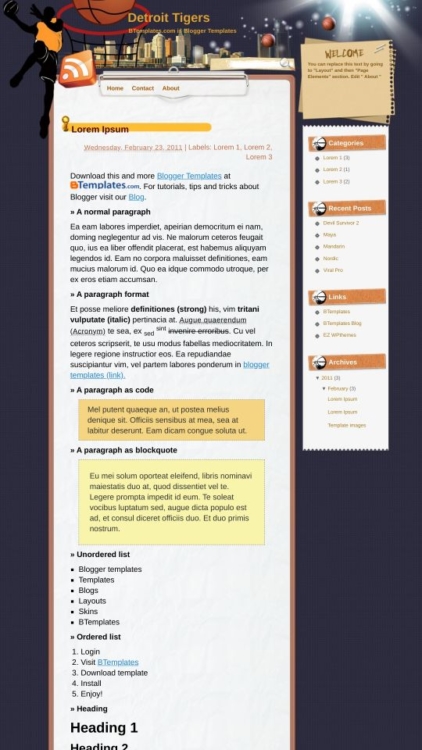 Detroit Tigers Blogger template - BTemplates