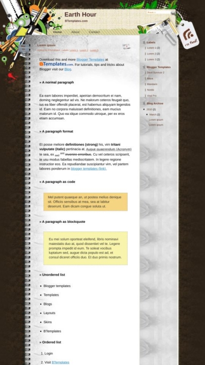 Earth Hour Blogger template - BTemplates