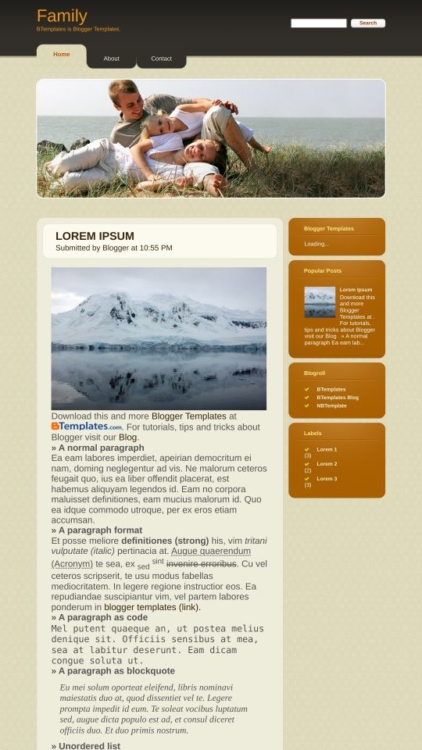 Family Blogger Template - BTemplates
