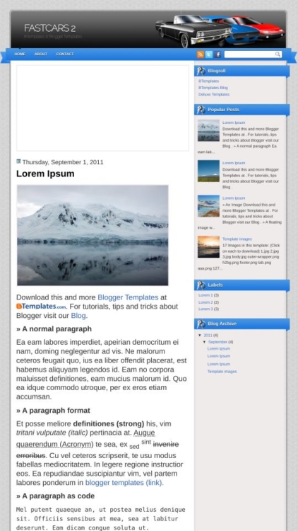 FastCars 2 Blogger template - BTemplates