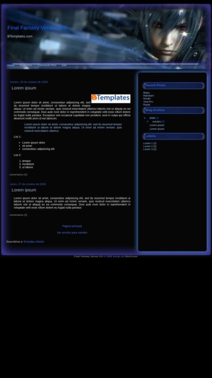 Final Fantasy Versus XIII Blogger template - BTemplates