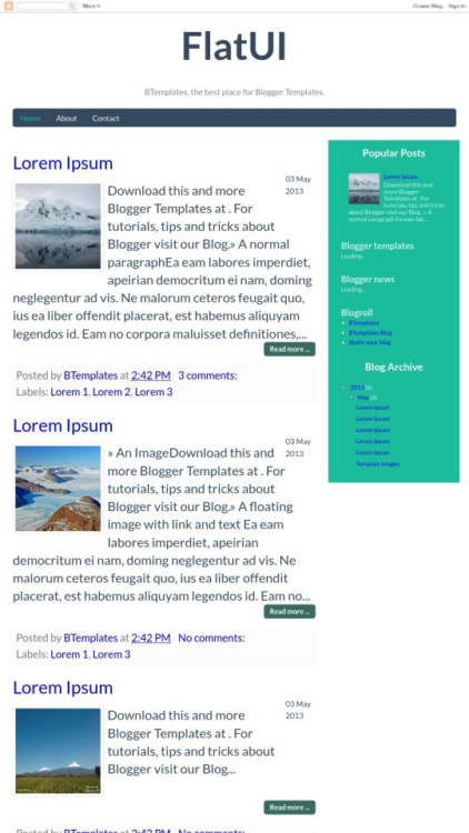 FlatUI Blogger Template - BTemplates
